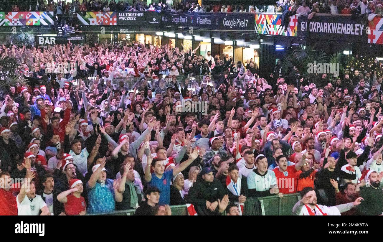 England fans at Boxpark, Wembley, London this evening to watch FIFA ...