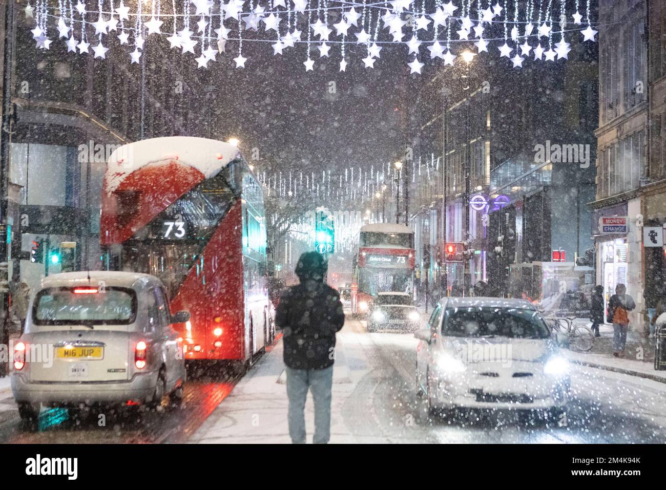 Snow falls in London this evening, as seen around central London. Image ...