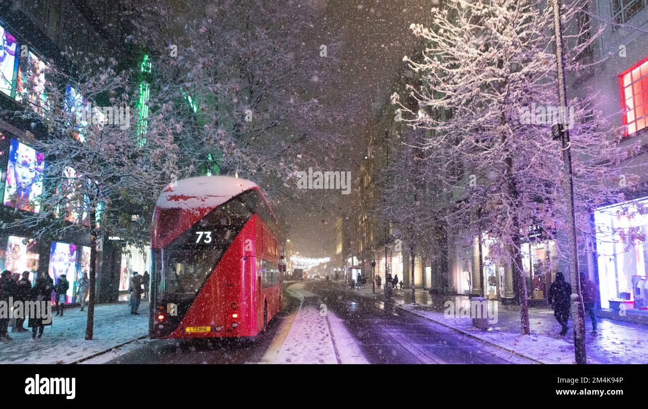 Snow falls in London this evening, as seen around central London. Image ...