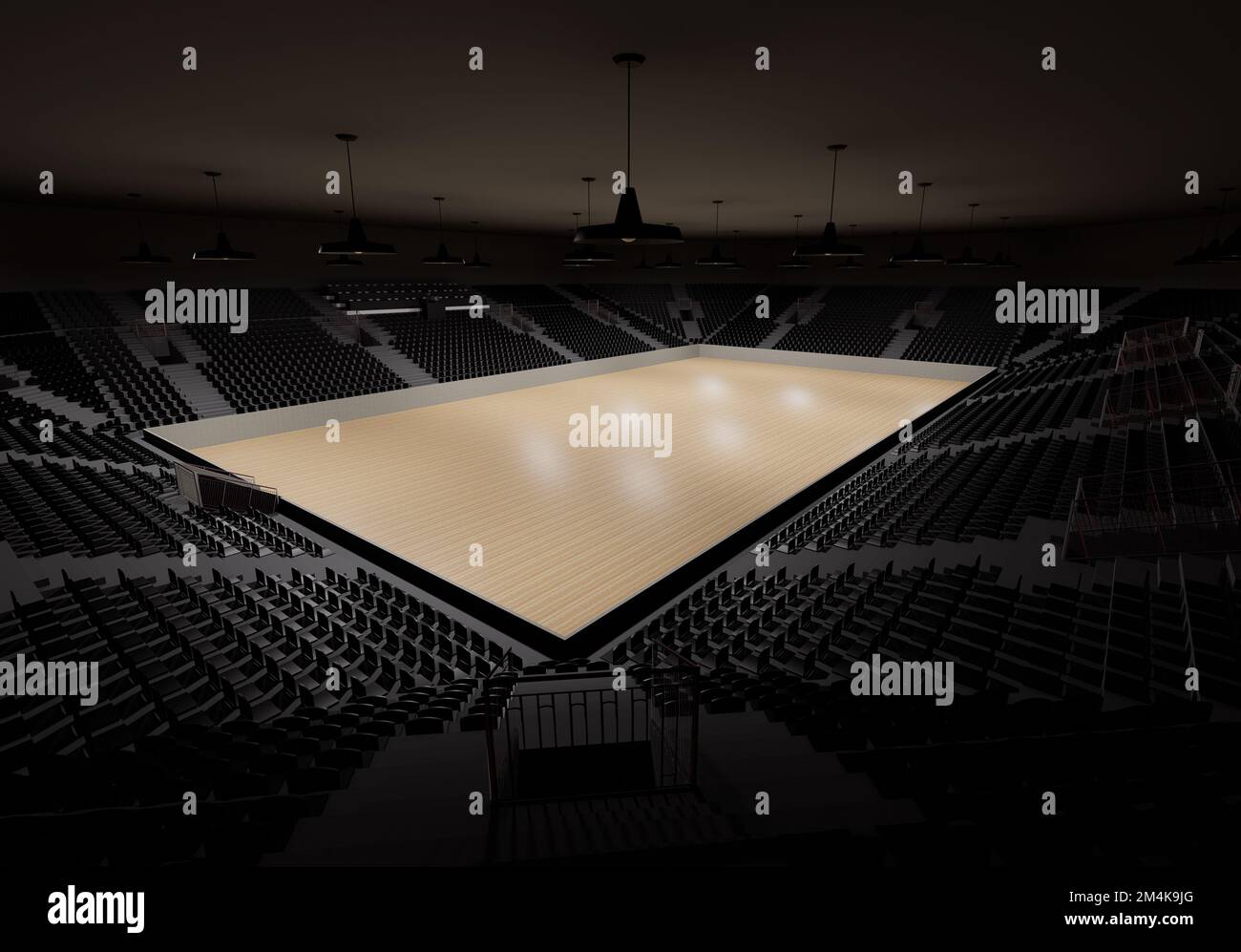 A 3d rendering of an empty pavilion, indoors sports stadium with empty ...