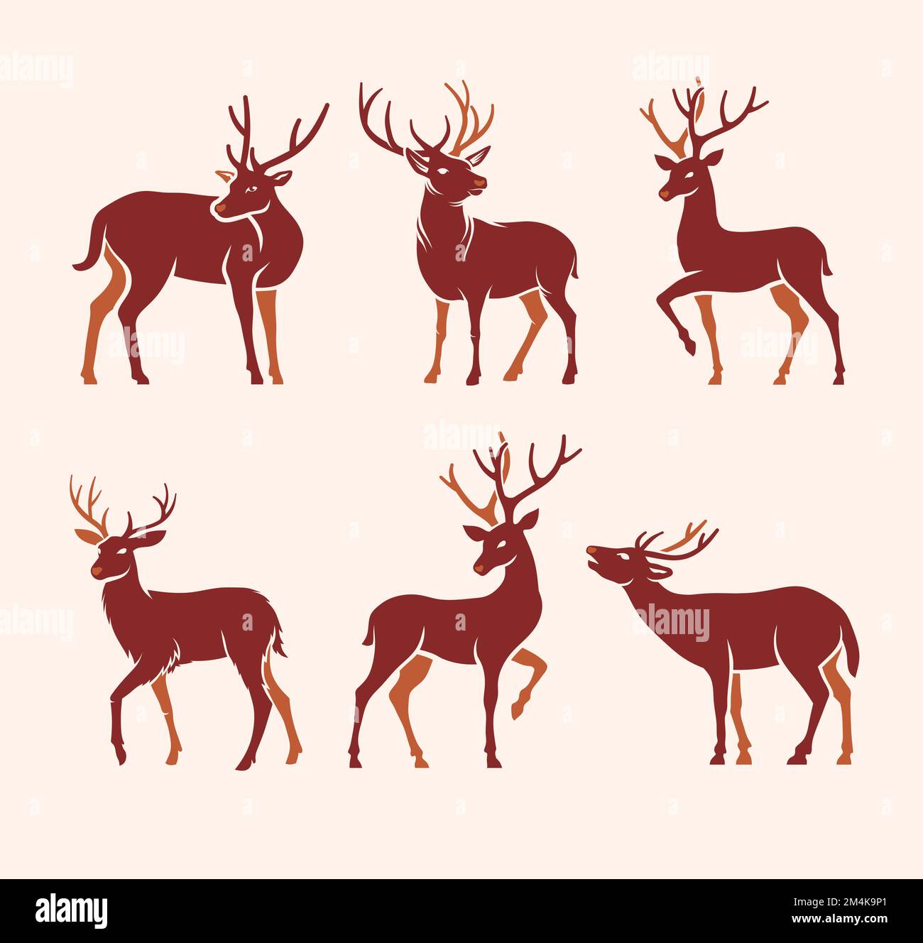 A minimalistic abstract deer design pack isolated on a pink background ...