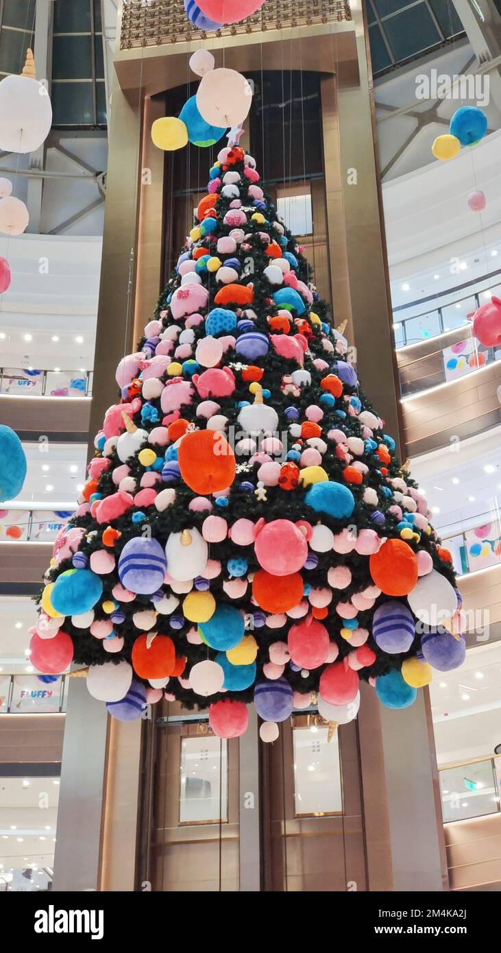 SHANGHAI, CHINA - DECEMBER 21, 2022 - A giant "floating Christmas tree ...