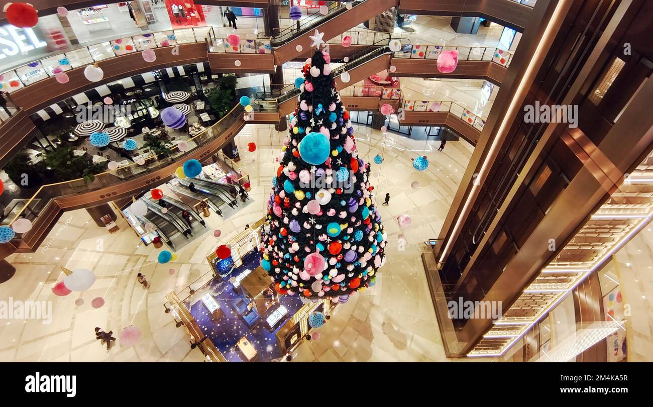 SHANGHAI, CHINA - DECEMBER 21, 2022 - A giant "floating Christmas tree ...