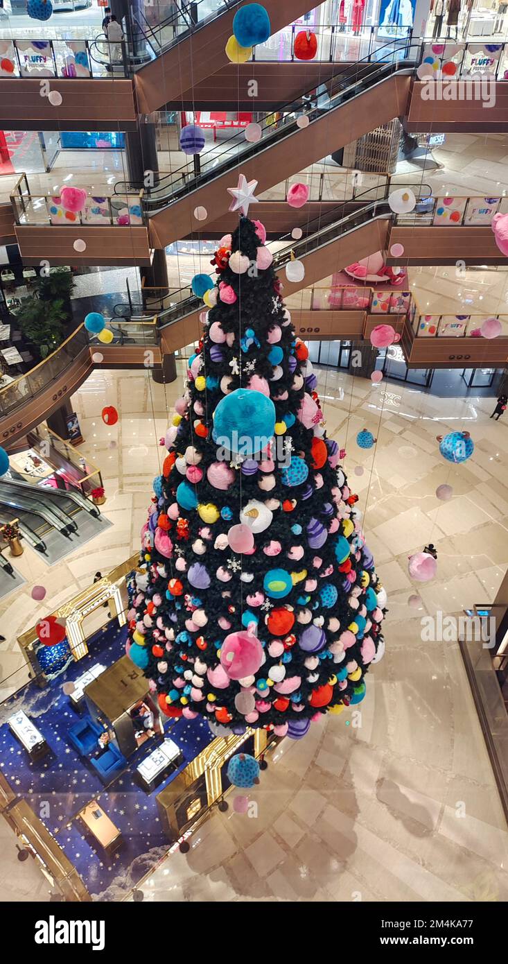 SHANGHAI, CHINA - DECEMBER 21, 2022 - A giant "floating Christmas tree ...