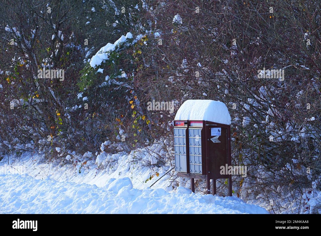 Deep snow on post boxes Stock Photo - Alamy