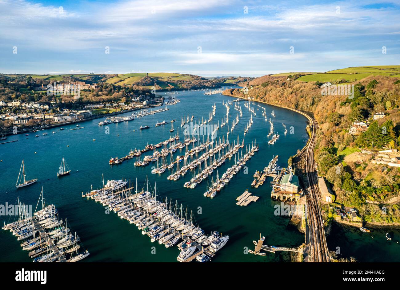 River Dart and Dartmouth from a drone, Darthaven Marina and Waterhead ...