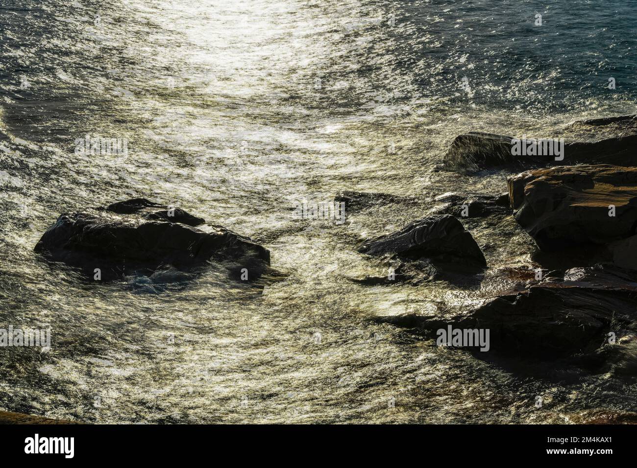 Wave action along Georgian Bay shoreline, (multiple exposure ...