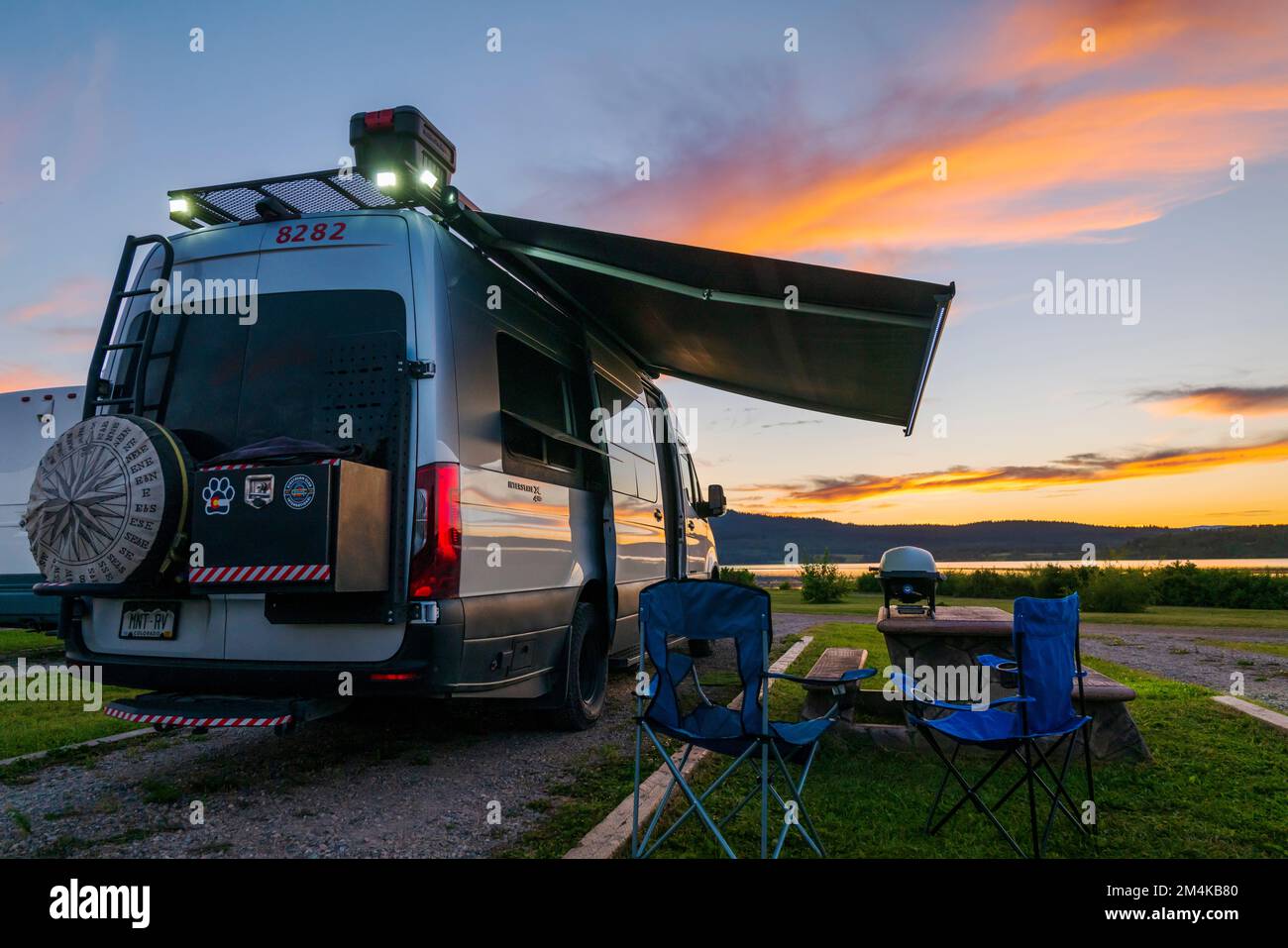 Airstream Interstate 24X 4WD campervan at sunset; White Swan Park ...