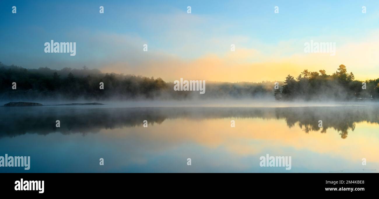 George Lake at dawn, Killarney Provincial Park, Ontario, Canada Stock ...