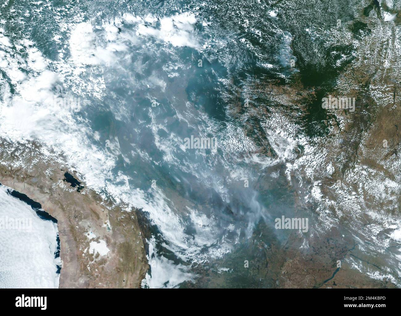 Wildfires in the Brazilian Rainforest Creating Smoke traveling cross ...