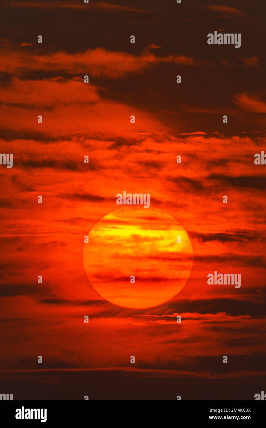 Hazy summer sunset over Kelly Lake, Greater Sudbury, Ontario, Canada ...