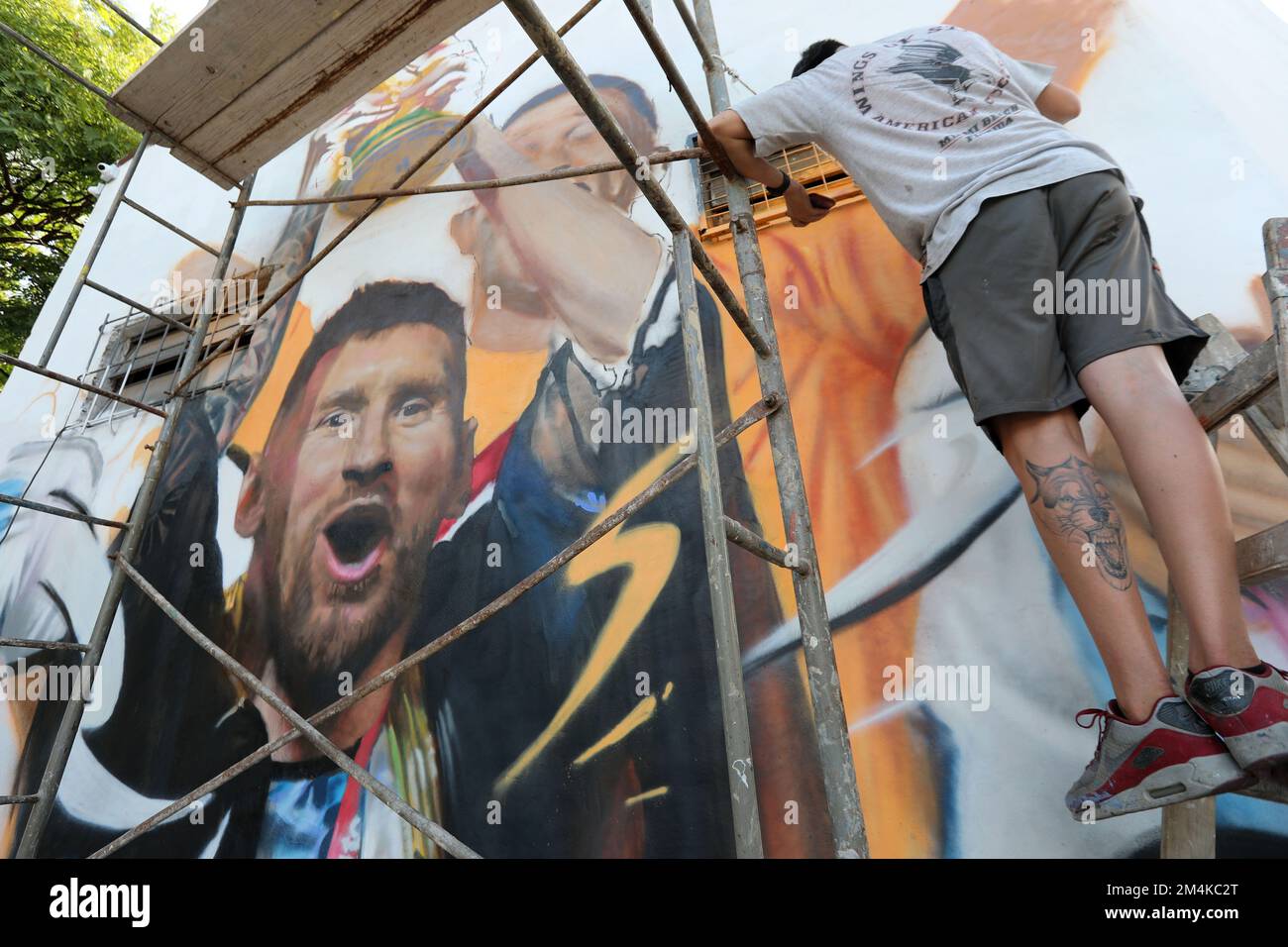 December 21, 2022: World Cup 2022 : Messi's first mural with the World ...