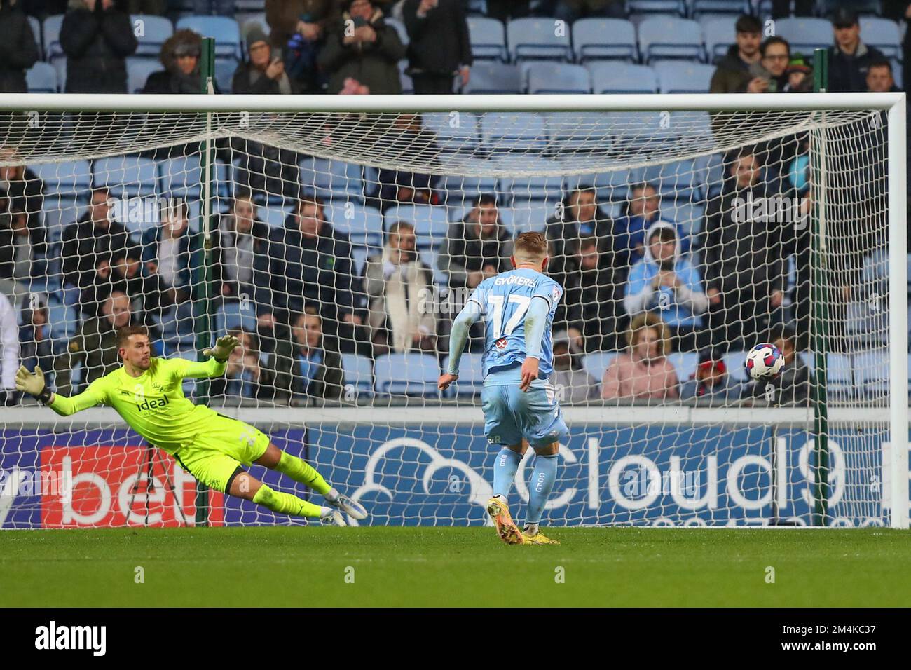 Viktor Gyökeres #17 of Coventry City scores a goal to make it 1-0 ...