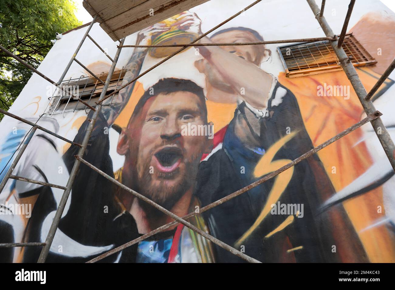 December 21, 2022: World Cup 2022 : Messi's first mural with the World ...