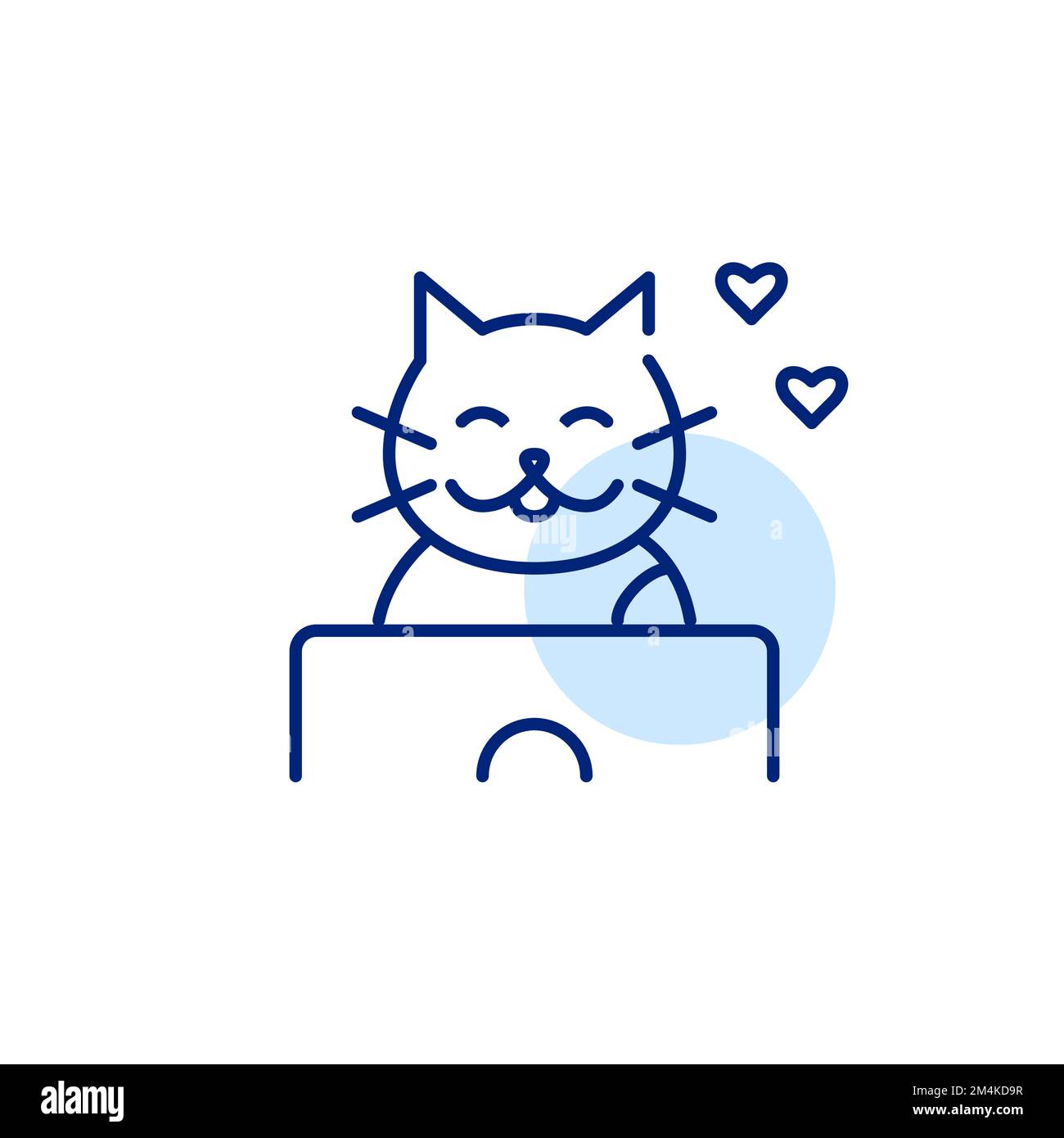 Cat blogger at laptop receiving likes. Pixel perfect, editable stroke ...