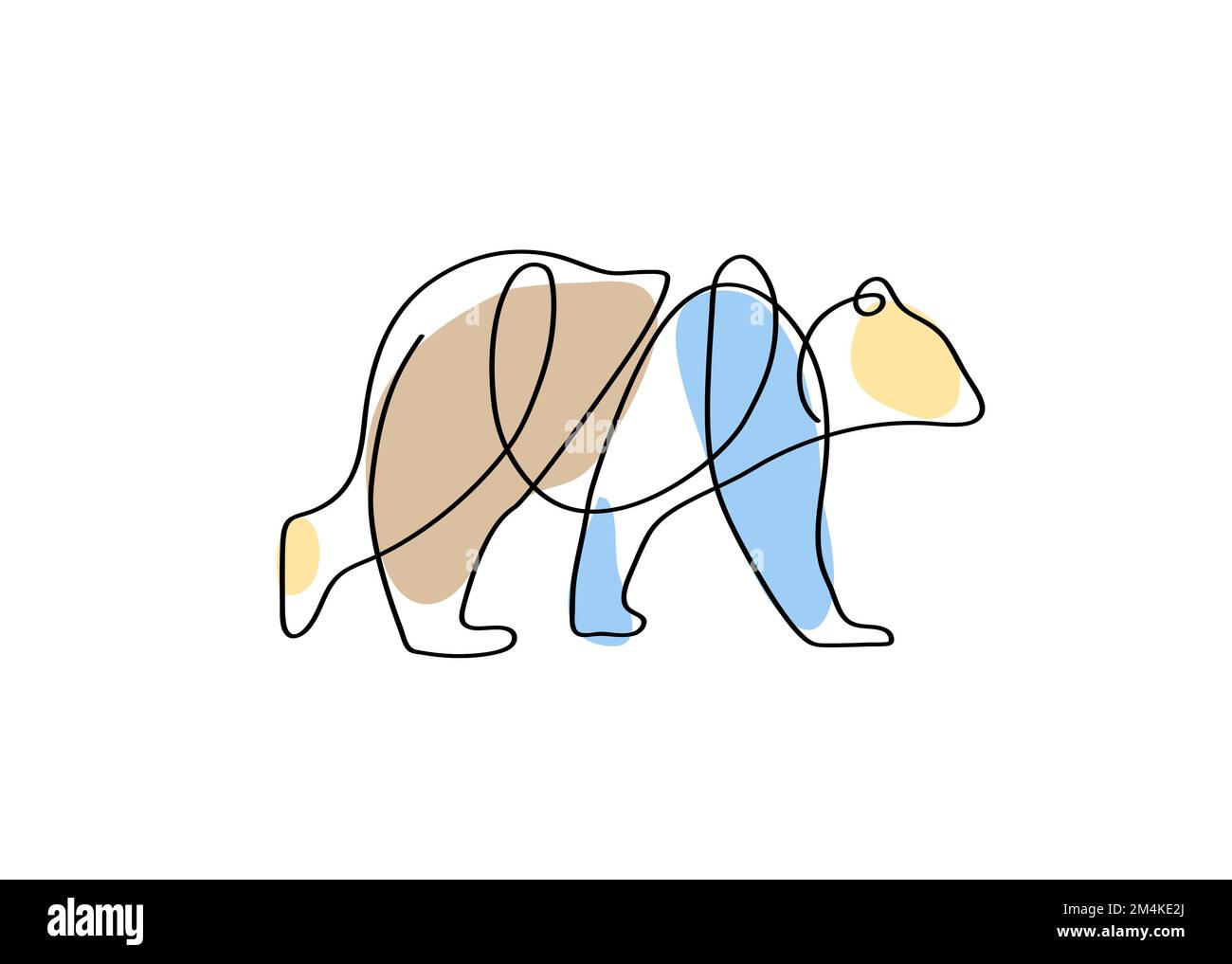 The single continuous line creates a bear shape over a white background ...