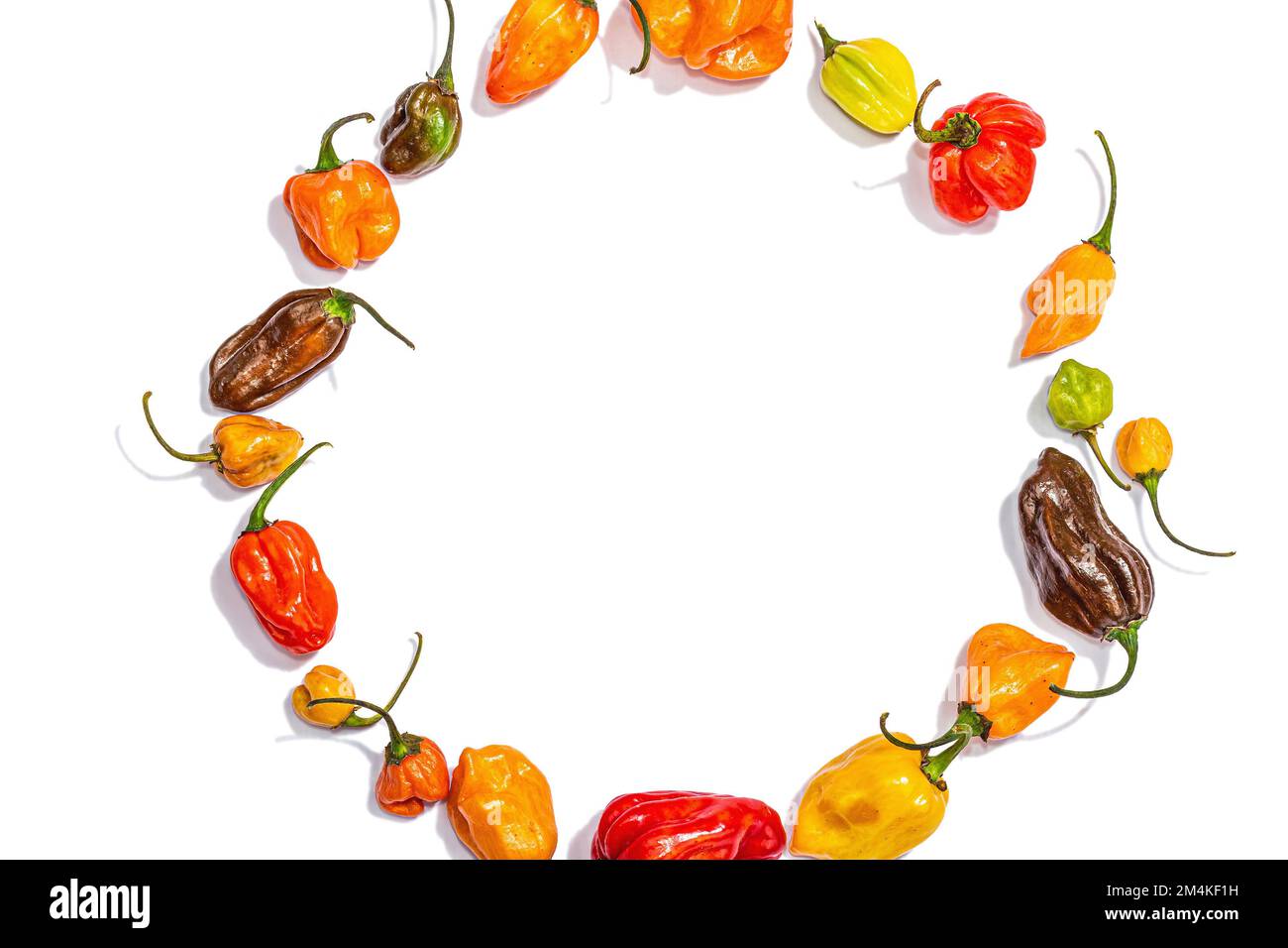 Assortment of colored peppers isolated on white background. Different ...
