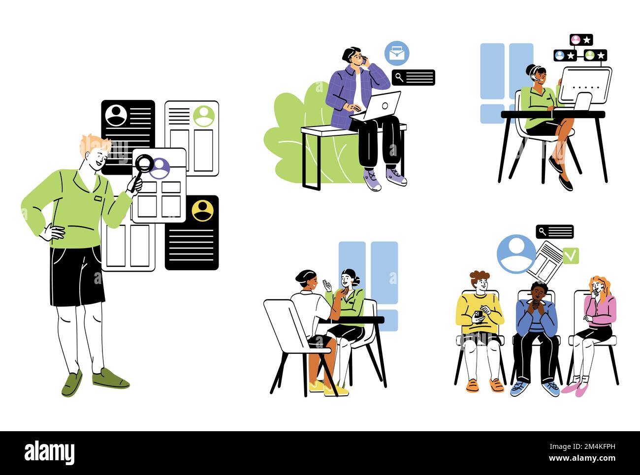 Hiring on work illustration set Stock Vector Image & Art - Alamy