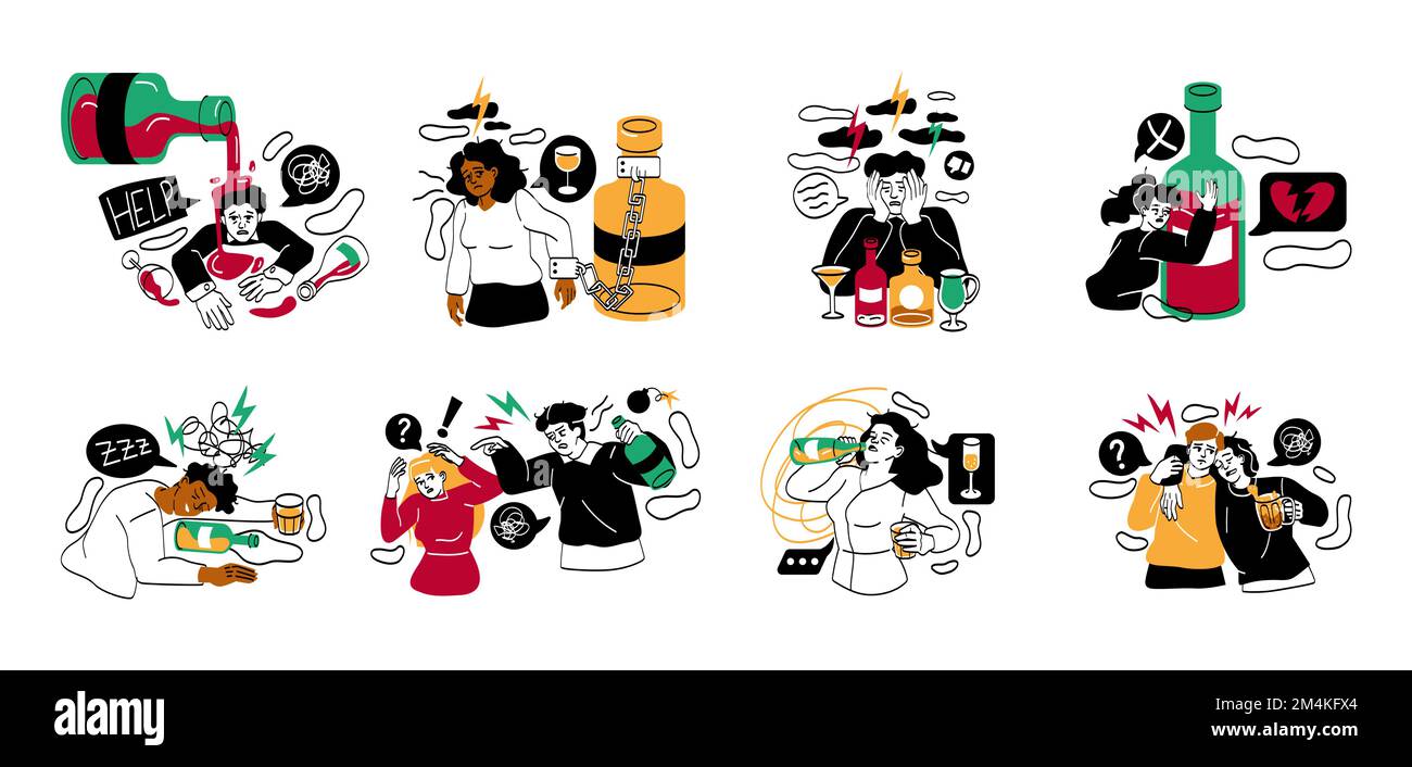 Alcohol abuse and addiction concept Stock Vector Image & Art - Alamy