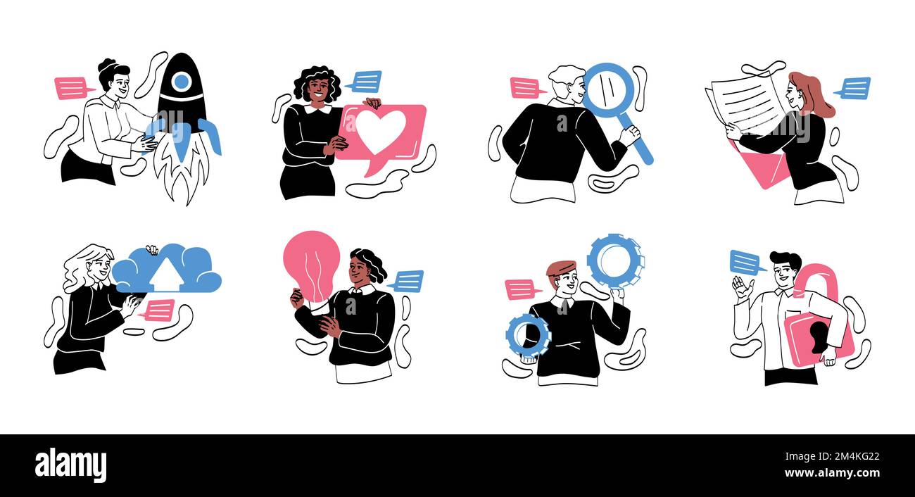 Set of people with big items Stock Vector Image & Art - Alamy