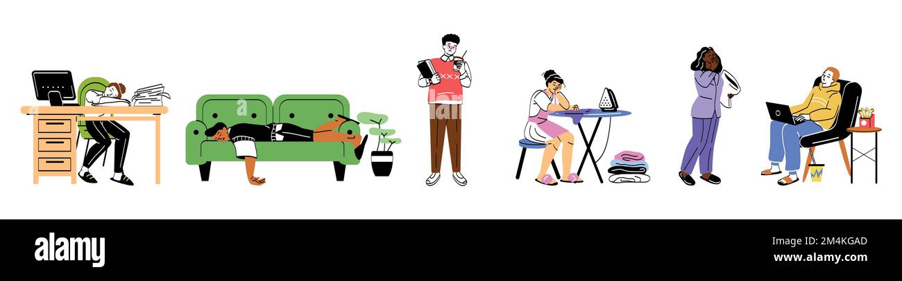 Tired people set Stock Vector Image & Art - Alamy