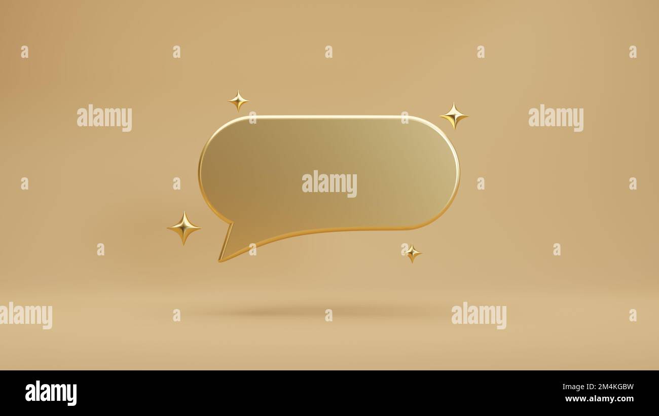 3d message icon with gradient Golden background, Chat box in social ...