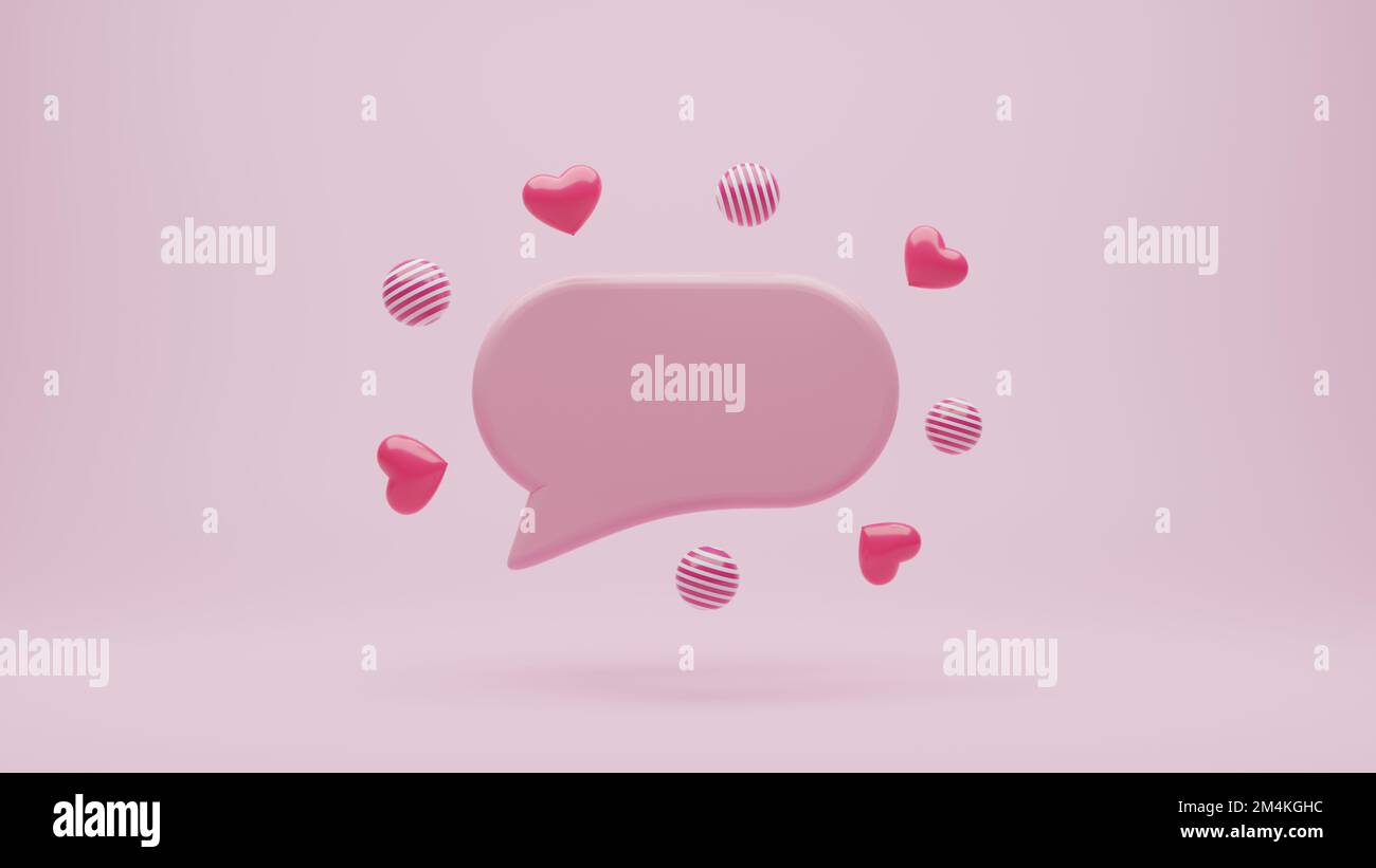 3d rendering of Love status Message frame box icon with space for your ...