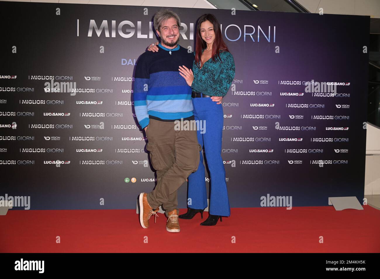Paolo Ruffini (L) and Barbara Clara Pereira (R) attend the red carpet ...
