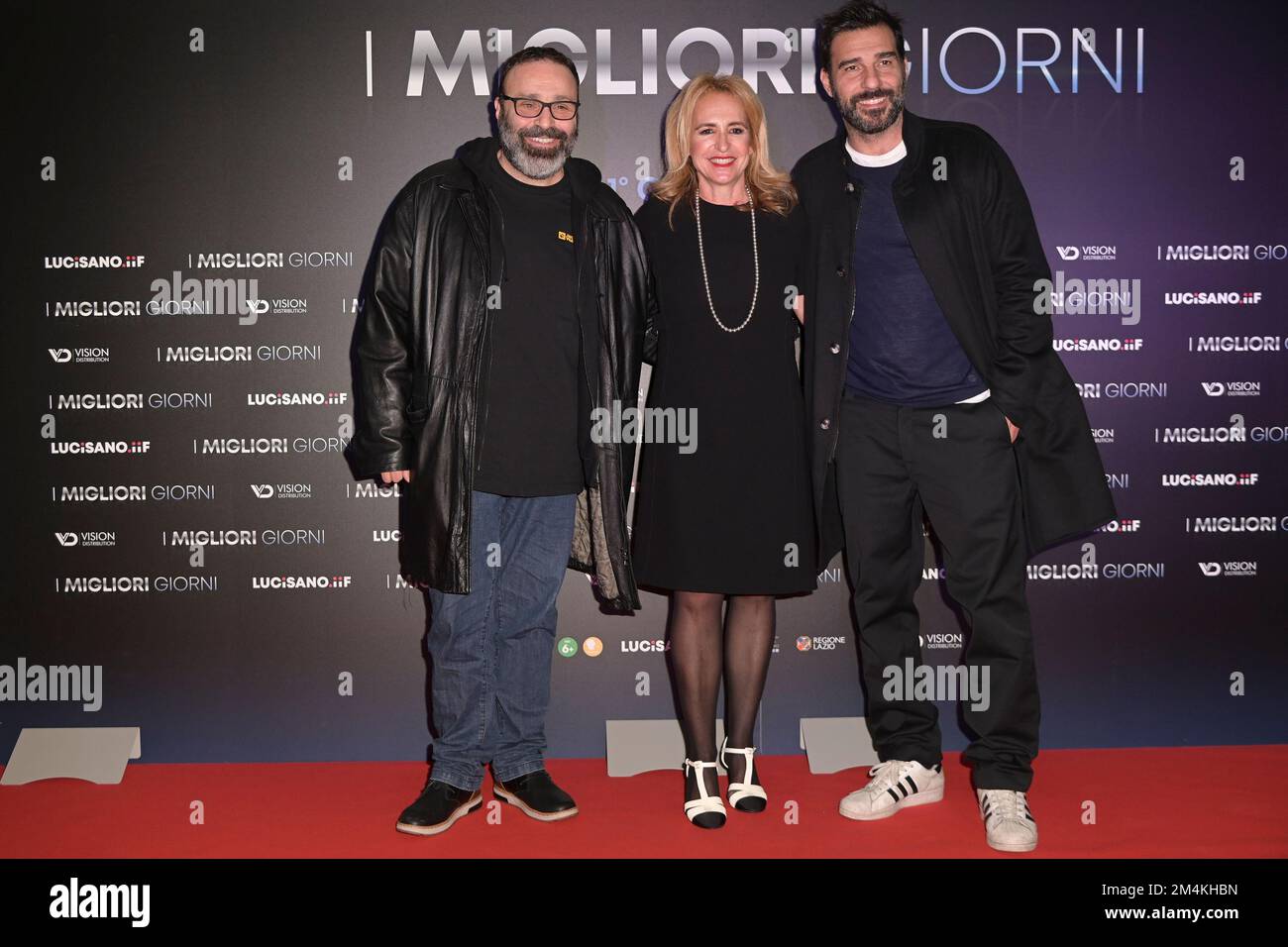 Rome, Italy. 21st Dec, 2022. Massimiliano Bruno (L), Federica Lucisano ...