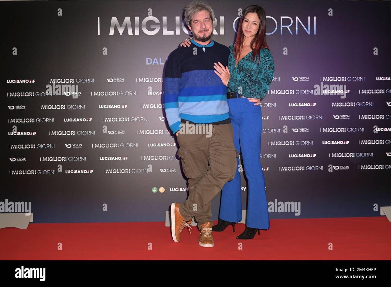 Paolo Ruffini (L) and Barbara Clara Pereira (R) attend the red carpet ...