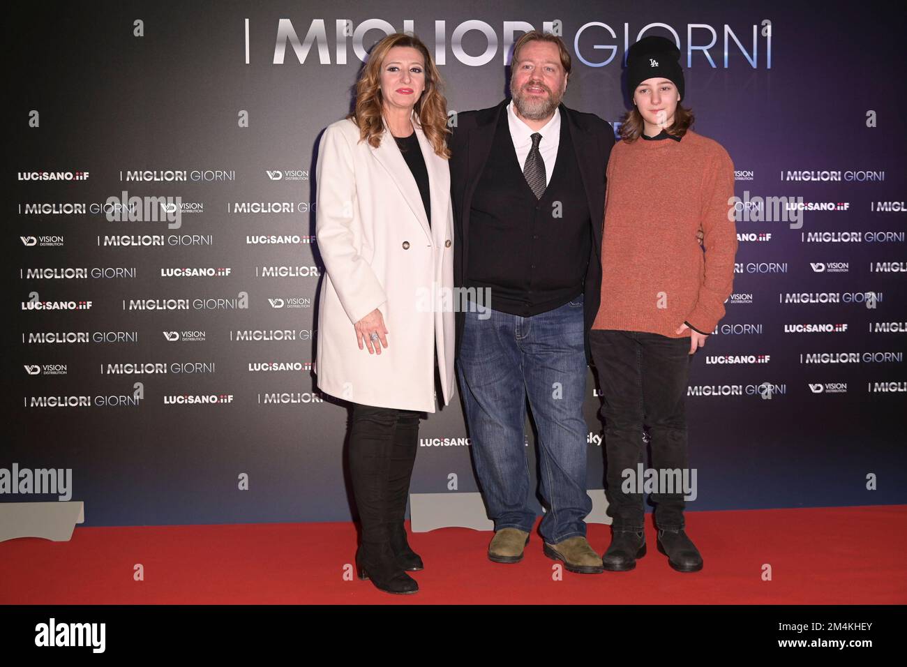 Cristina Polegri (L), Stefano Fresi (C) and Lorenzo Fresi (R) attend ...