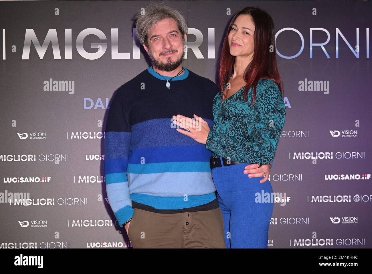 Paolo Ruffini (L) and Barbara Clara Pereira (R) attend the red carpet ...