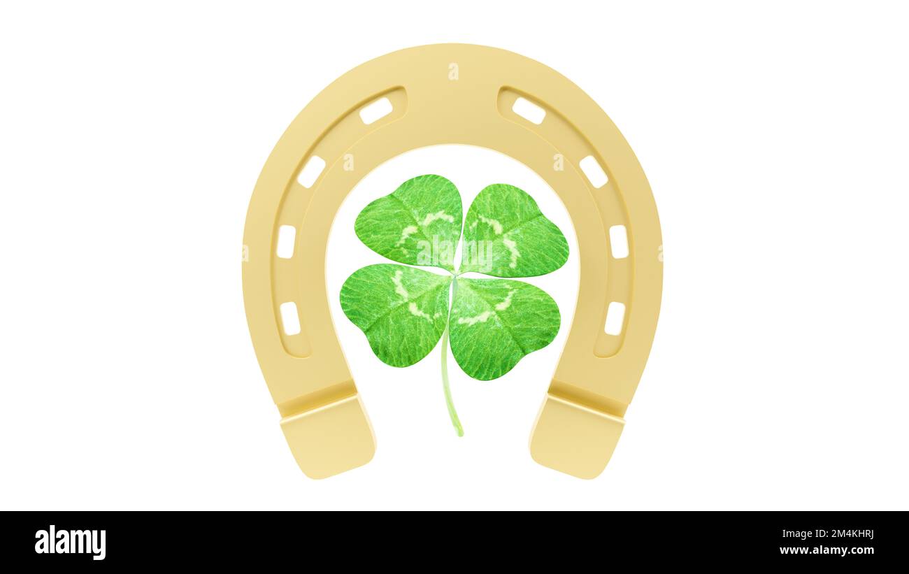 Horseshoe and concept of luck. St. Patricks Day card. 3d illustration ...