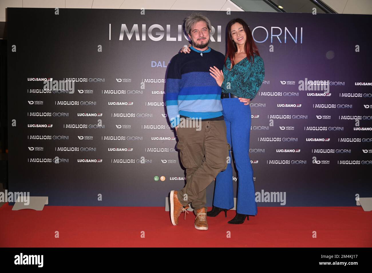Paolo Ruffini (L) and Barbara Clara Pereira (R) attend the red carpet ...