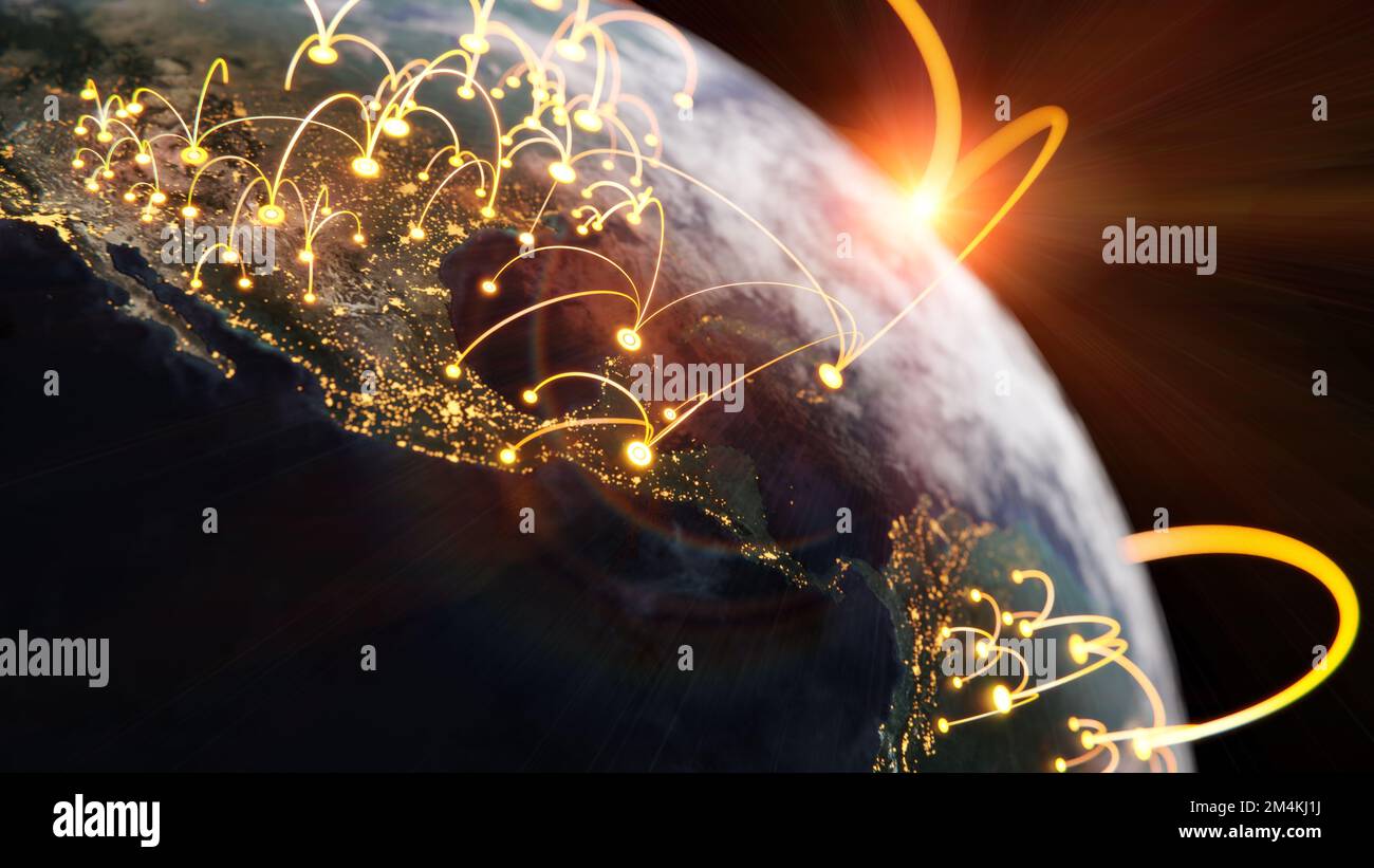 Global connection concept. Planet earth network sphere. 3d rendering ...