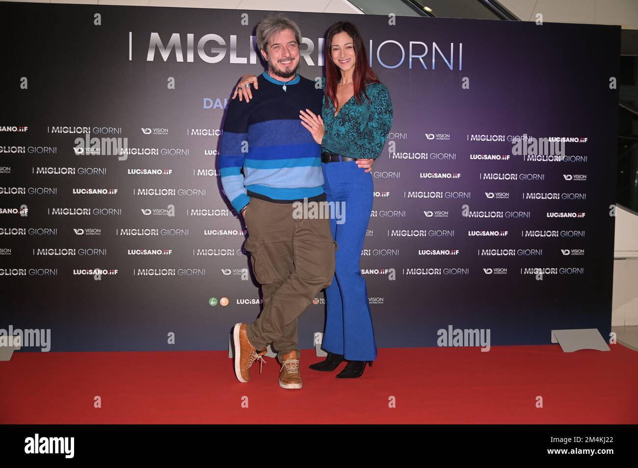 Paolo Ruffini (L) and Barbara Clara Pereira (R) attend the red carpet ...