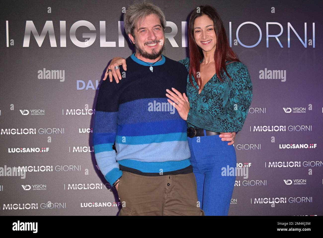 Paolo Ruffini (L) and Barbara Clara Pereira (R) attend the red carpet ...