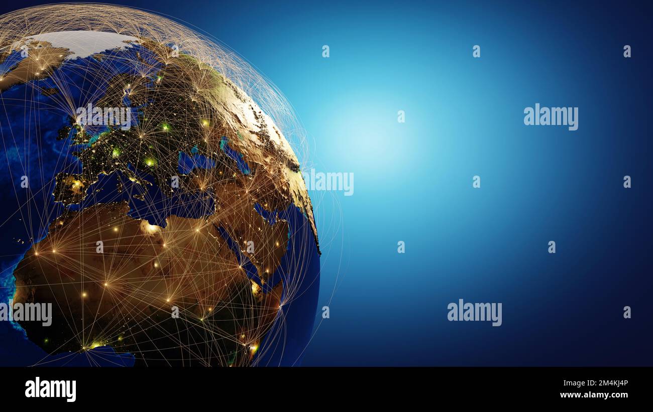 Global connection concept. Planet earth network sphere. 3d rendering ...