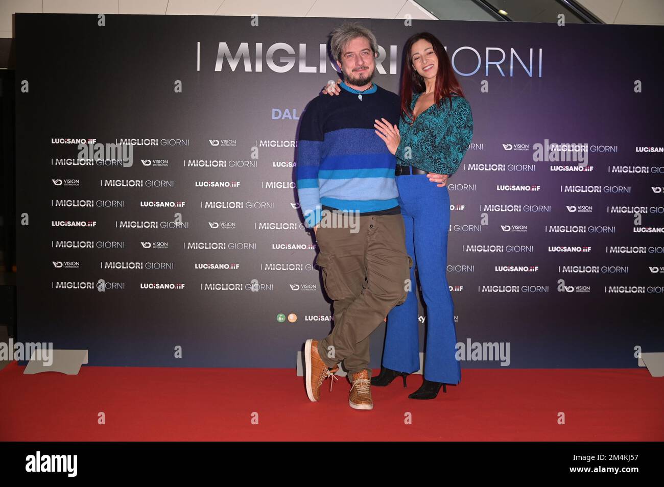 Paolo Ruffini (L) and Barbara Clara Pereira (R) attend the red carpet ...