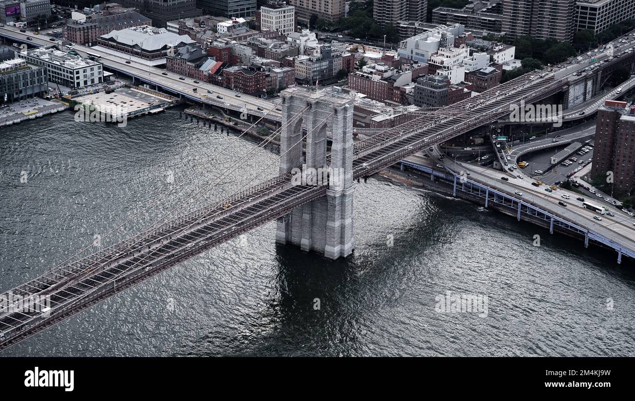 Aerial shot of brooklyn bridge hi-res stock photography and images - Alamy