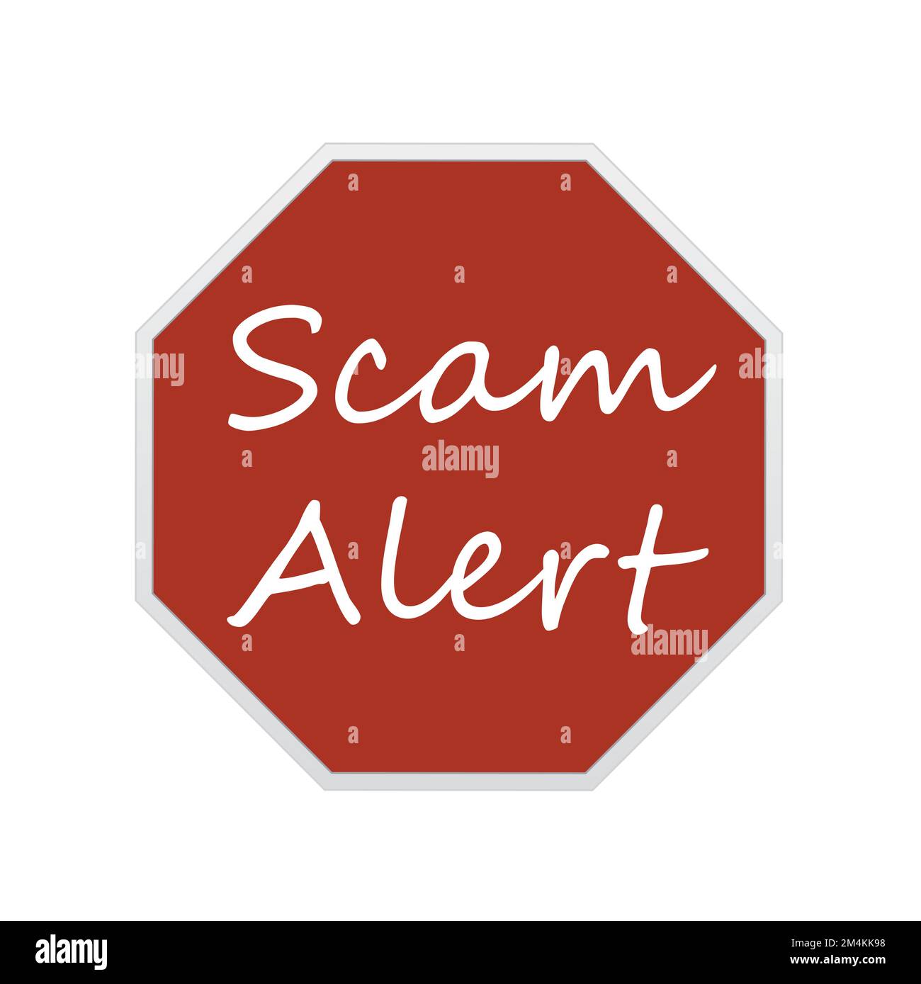 red stop sign with text saying Scam Alert on white background Stock ...