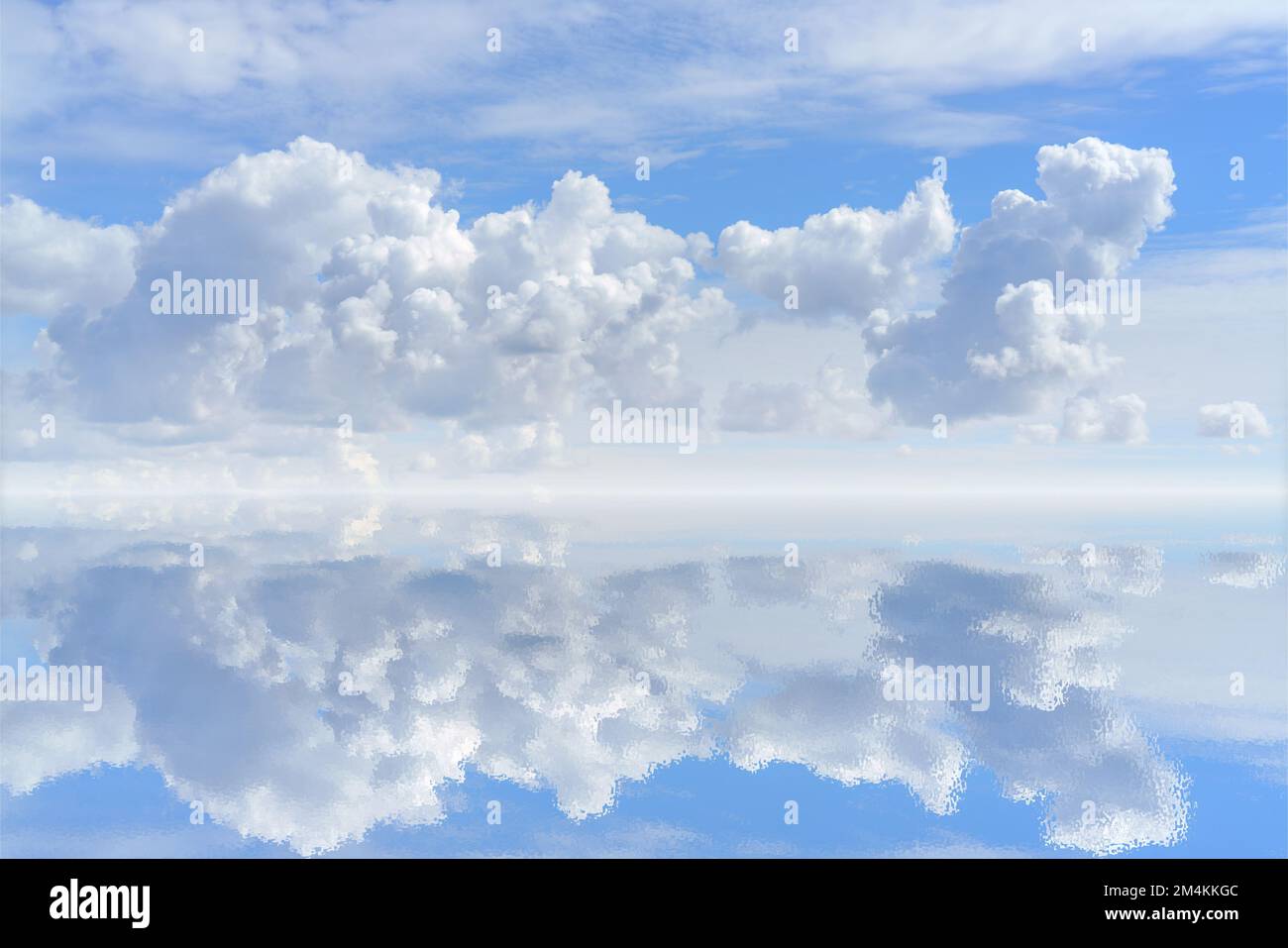 A beautiful scene of White clouds in the blue sky.reflecting on ...