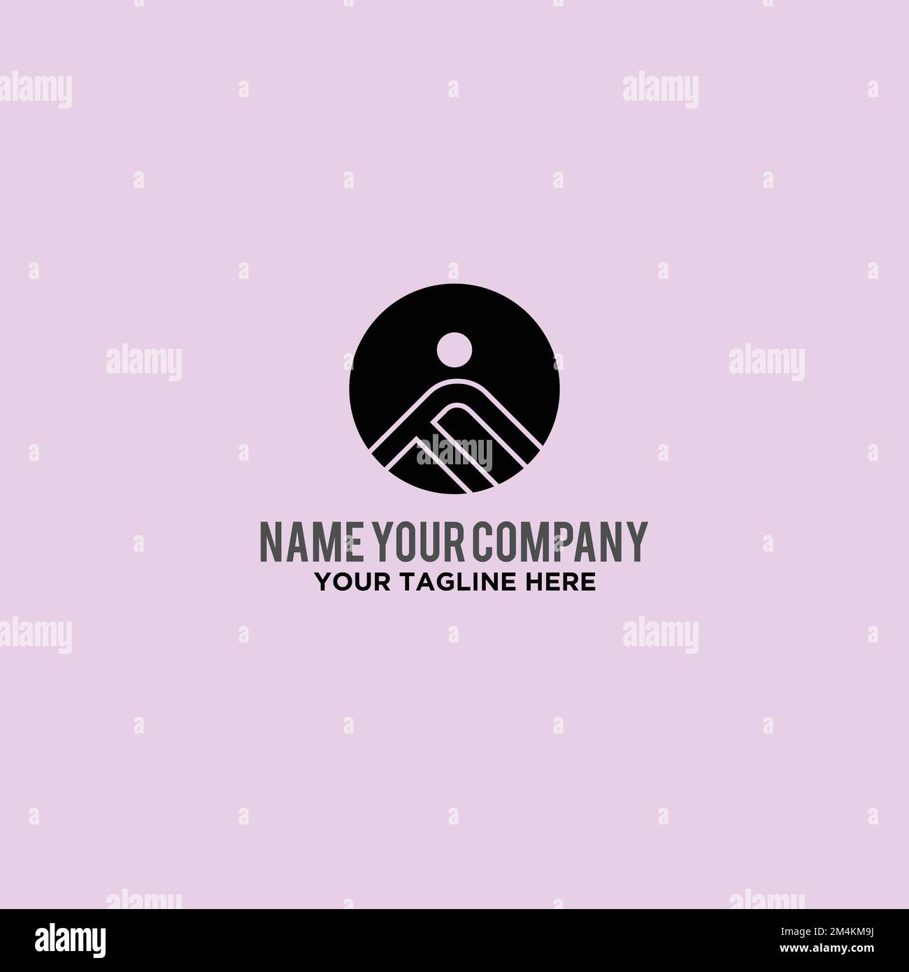 A beautiful company logo design in black color isolated on a pink ...
