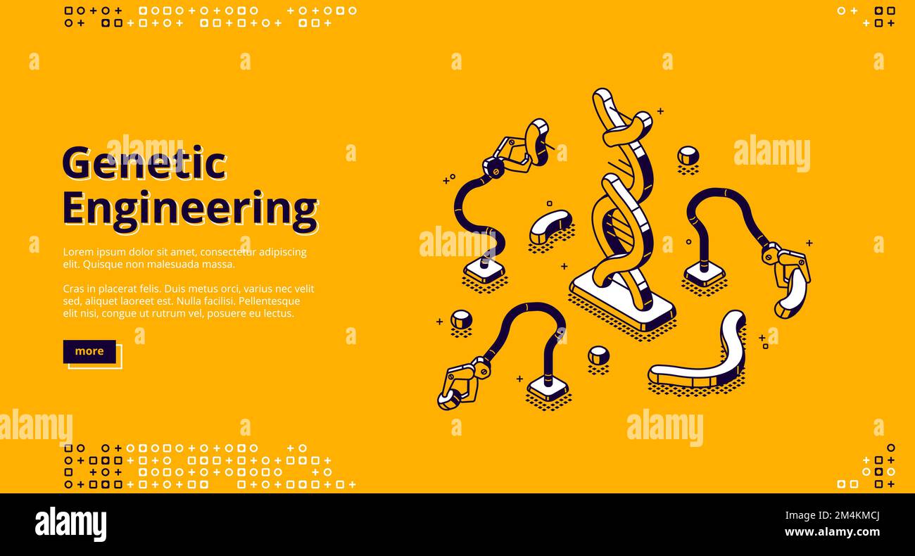 Genetic engineering banner. Scientific research of DNA, genome ...
