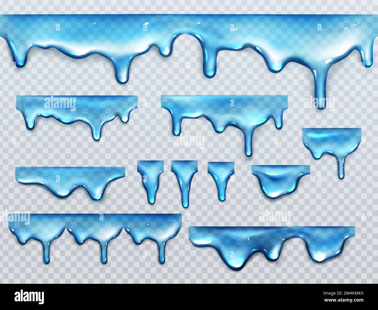 Dripping blue water isolated on transparent background. Vector ...