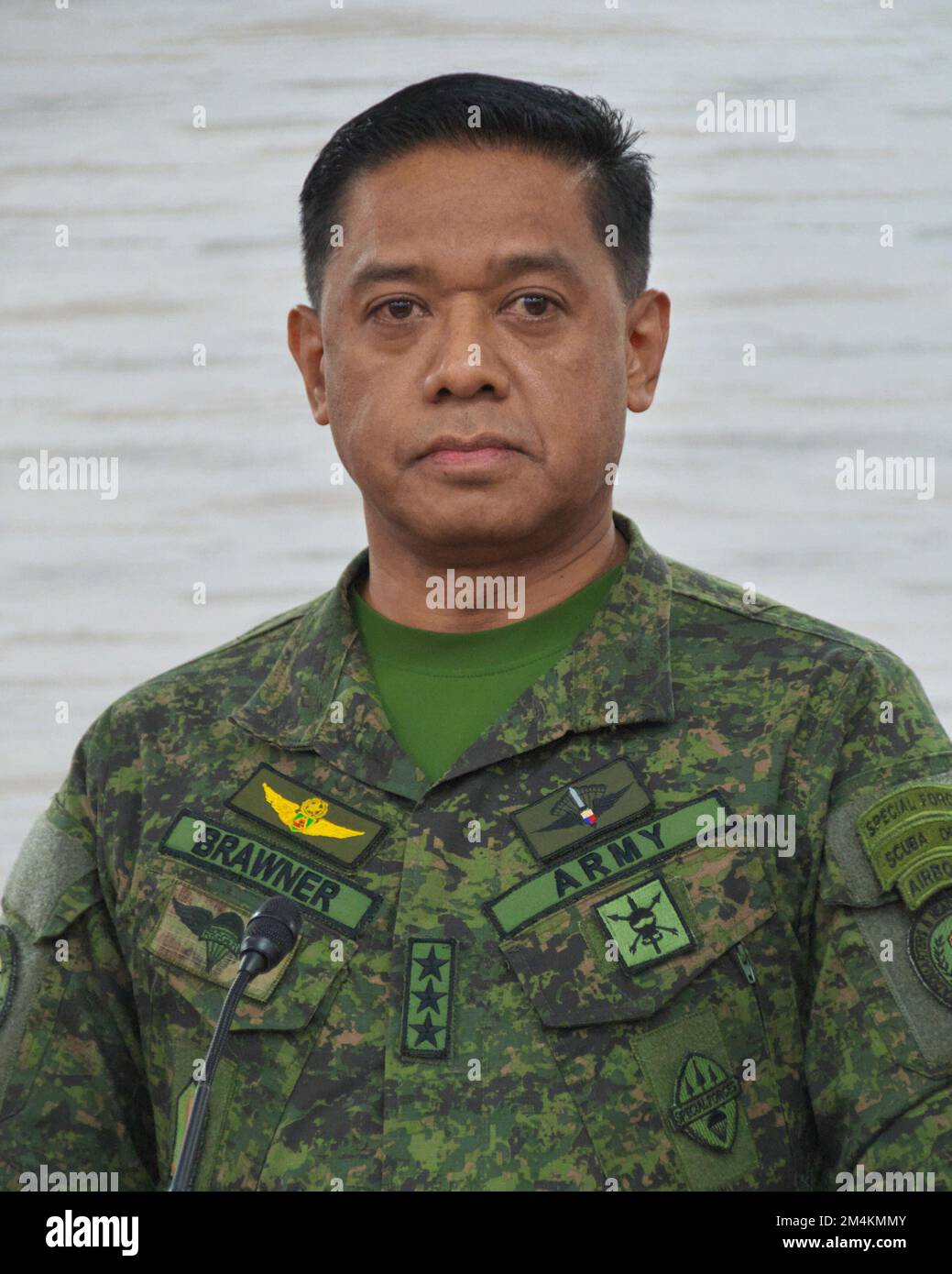 Philippine Army, Commander, Lit Gen Romeo S. Brawner Jr speaks during ...