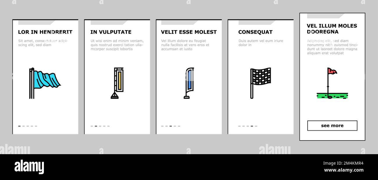 flag start web pennant map onboarding icons set vector Stock Vector ...