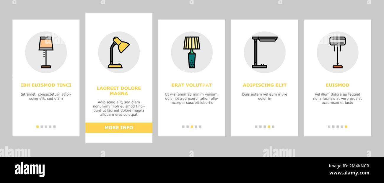 lamp table light home desk onboarding icons set vector Stock Vector ...