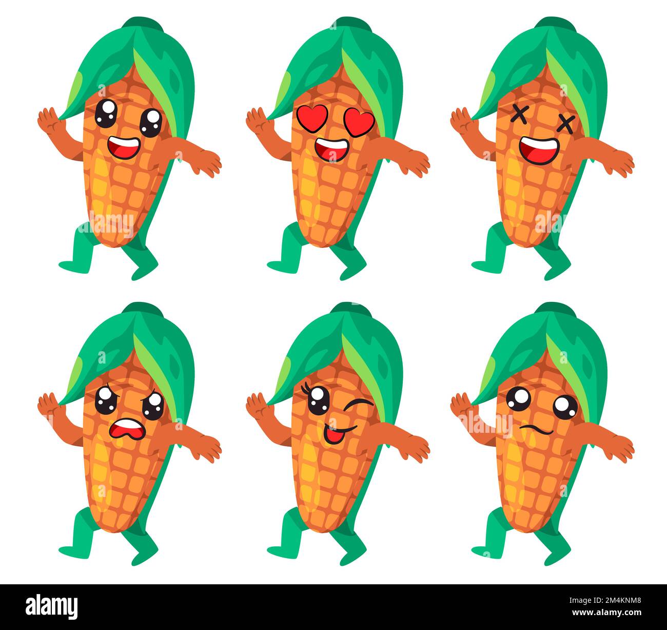 Corn food adorable funny avatar collection of agriculture mascot with ...