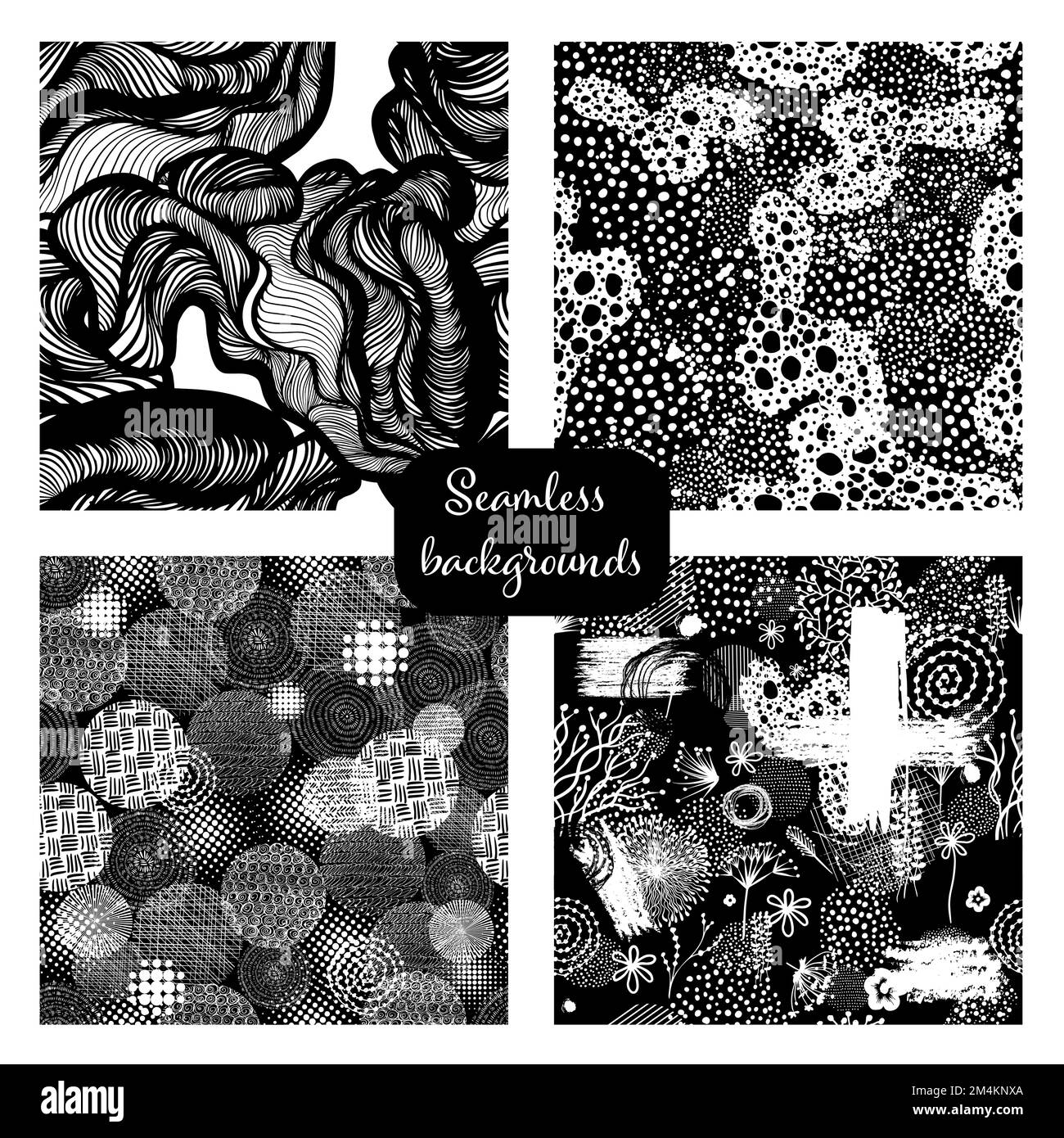 Set of seamless graphic backgrounds. Abstract graphic design simple ...